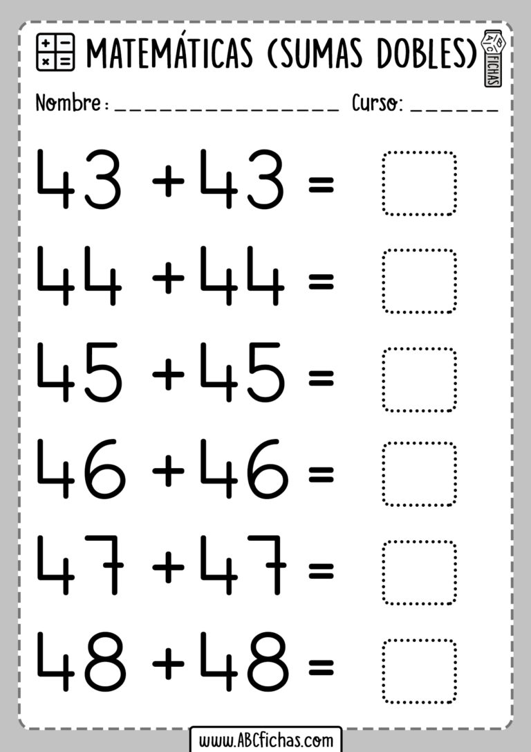 Sumas de Números Dobles | Fichas de Matemáticas