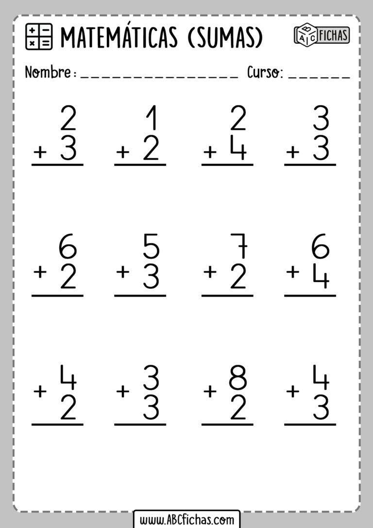Sumas de 1 dígito - ABC Fichas