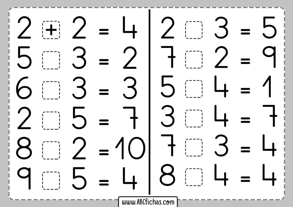 Fichas Aprender a Sumar y Restar - ABC Fichas