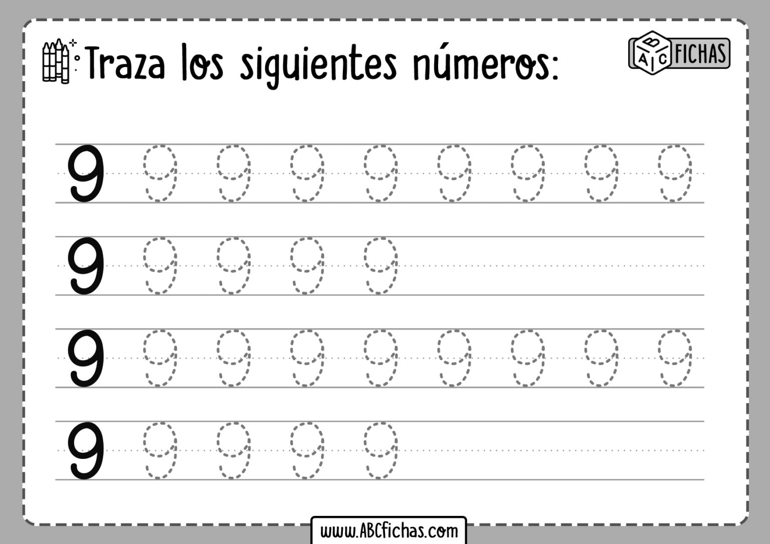Trazar los numeros del 1 al 10 - ABC Fichas
