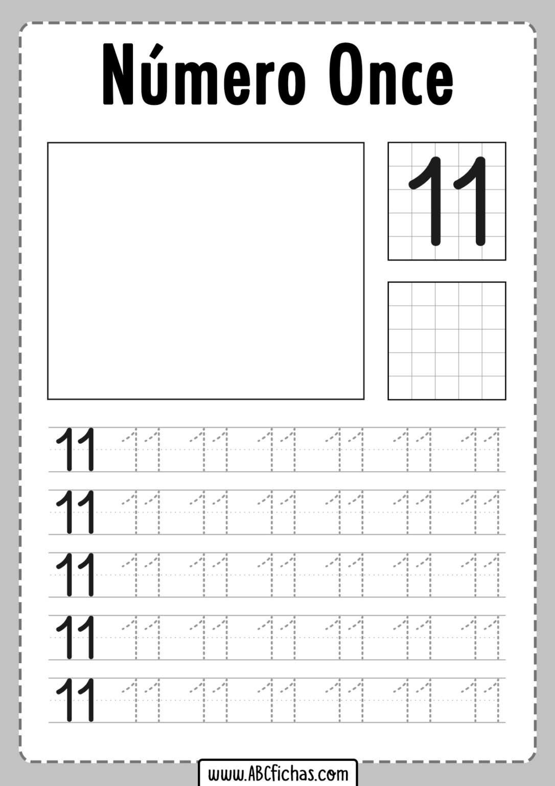 Ficha del numero 11 Once - ABC Fichas