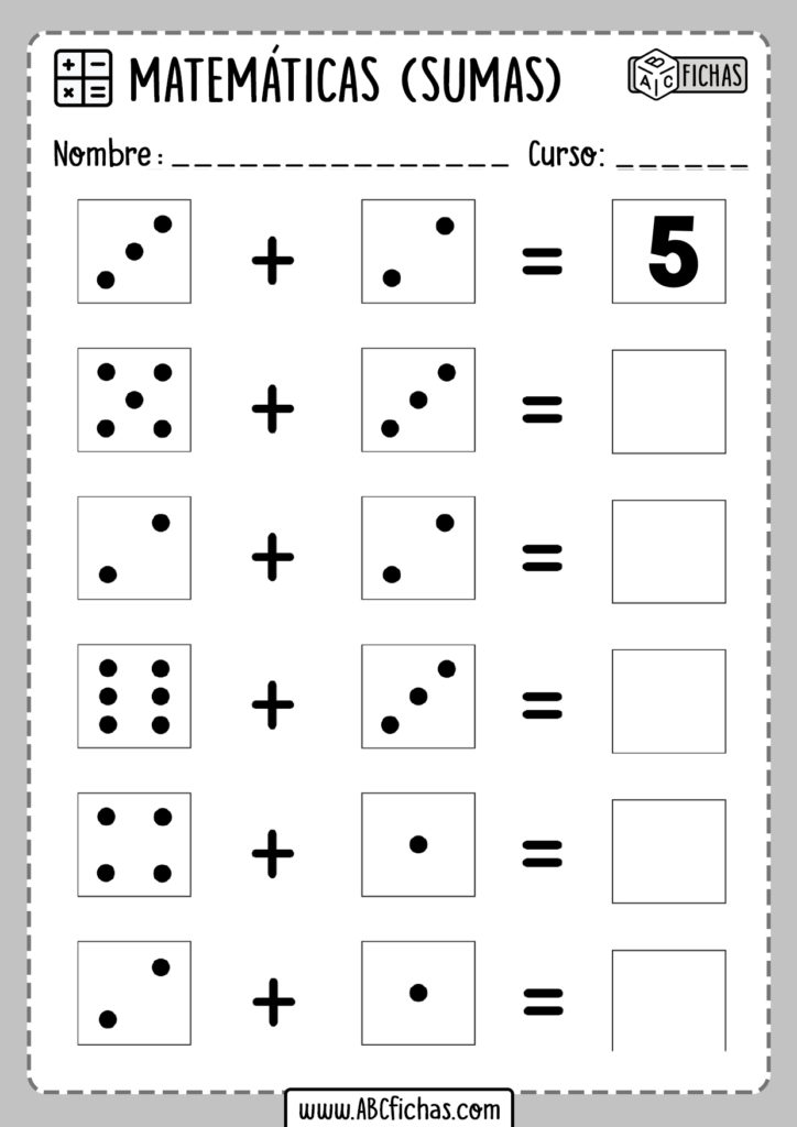 Fichas de sumas para niños - ABC Fichas