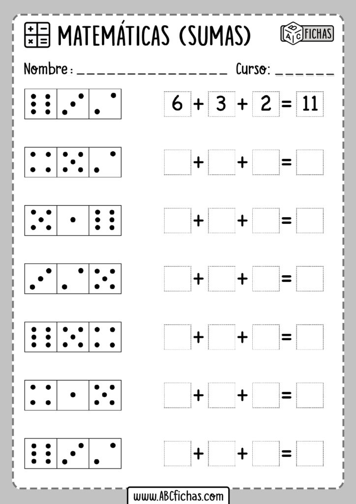 Fichas de Sumas para Infantil