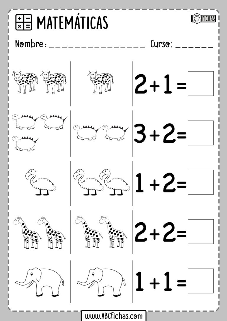 Fichas de Sumas con Dibujos para Infantil | Listas para Imprimir