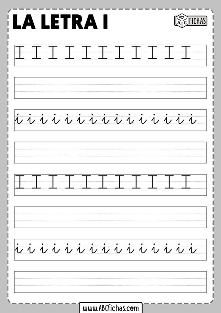Ficha caligrafia letra i - ABC Fichas