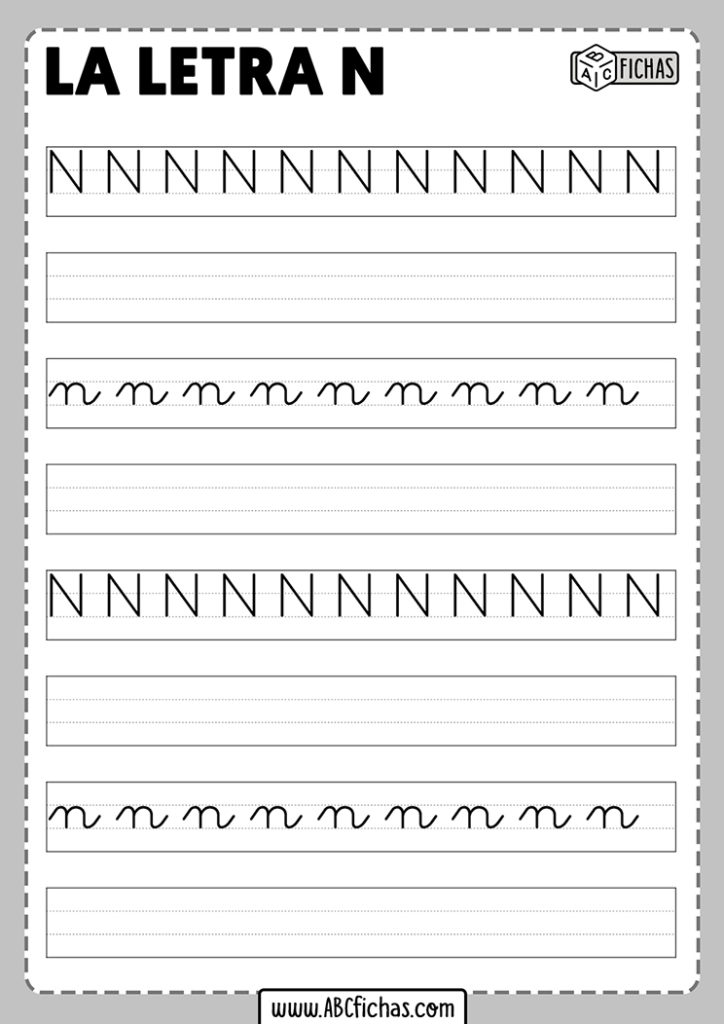 Ficha caligrafia letra n - ABC Fichas