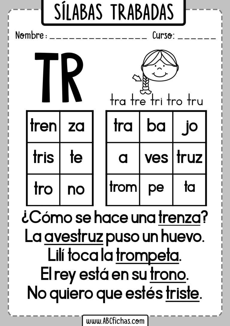 Fichas silabas trabadas tr - tra tre tri tro tru - ABC Fichas Fichas silabas trabadas tr - tra tre tri tro tru - ABC Fichas