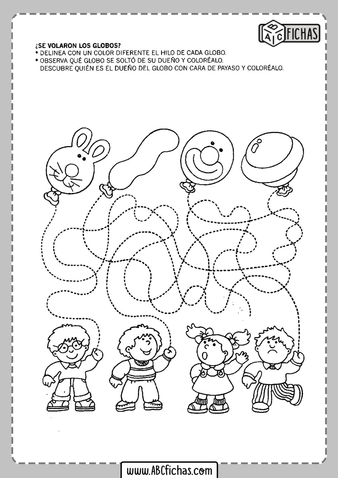 Fichas de delinear para niños - ABC Fichas