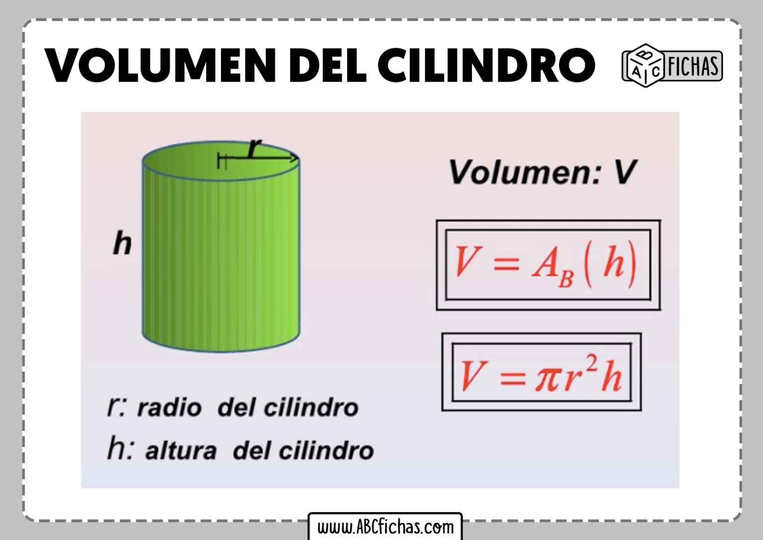 F rmula Para Calcular El Volumen De Un Cilindro