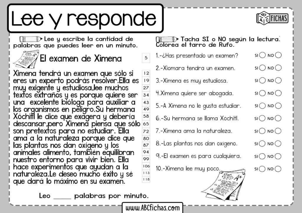 Actividades de comprension lectora - ABC Fichas