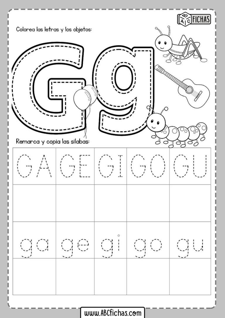 Ficha letra g para niños - ABC Fichas