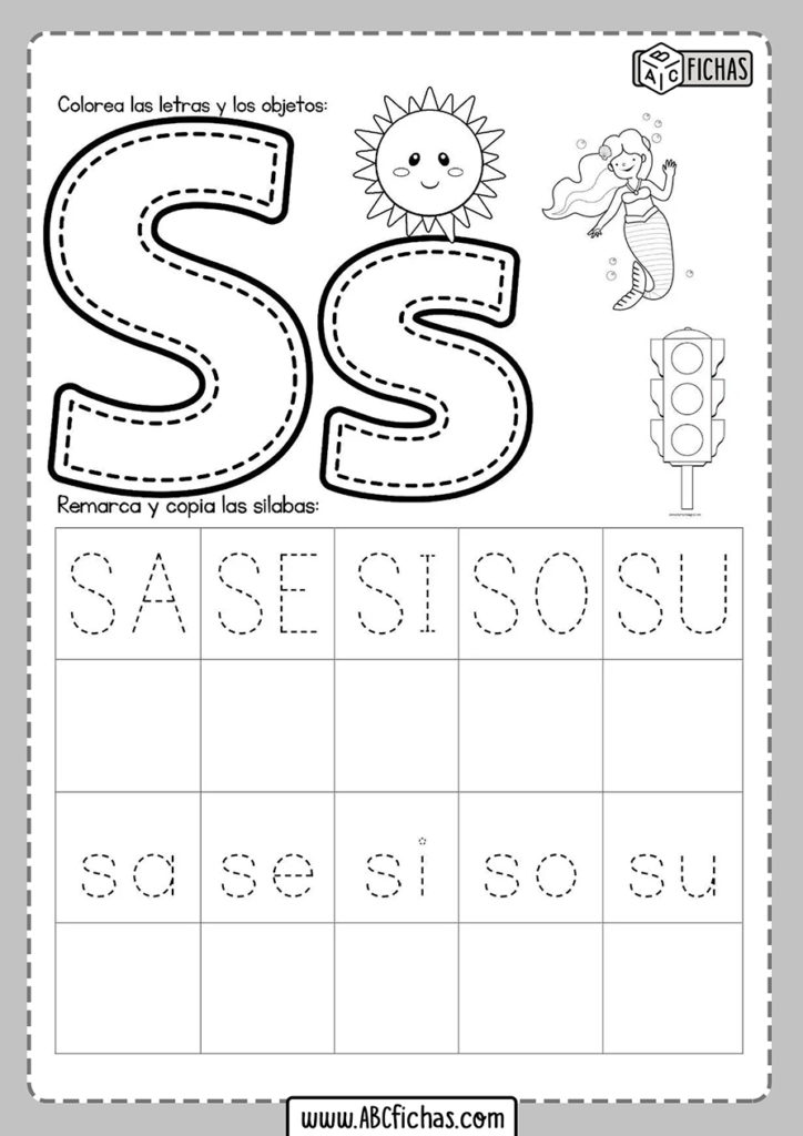 Ficha letra s para niños - ABC Fichas