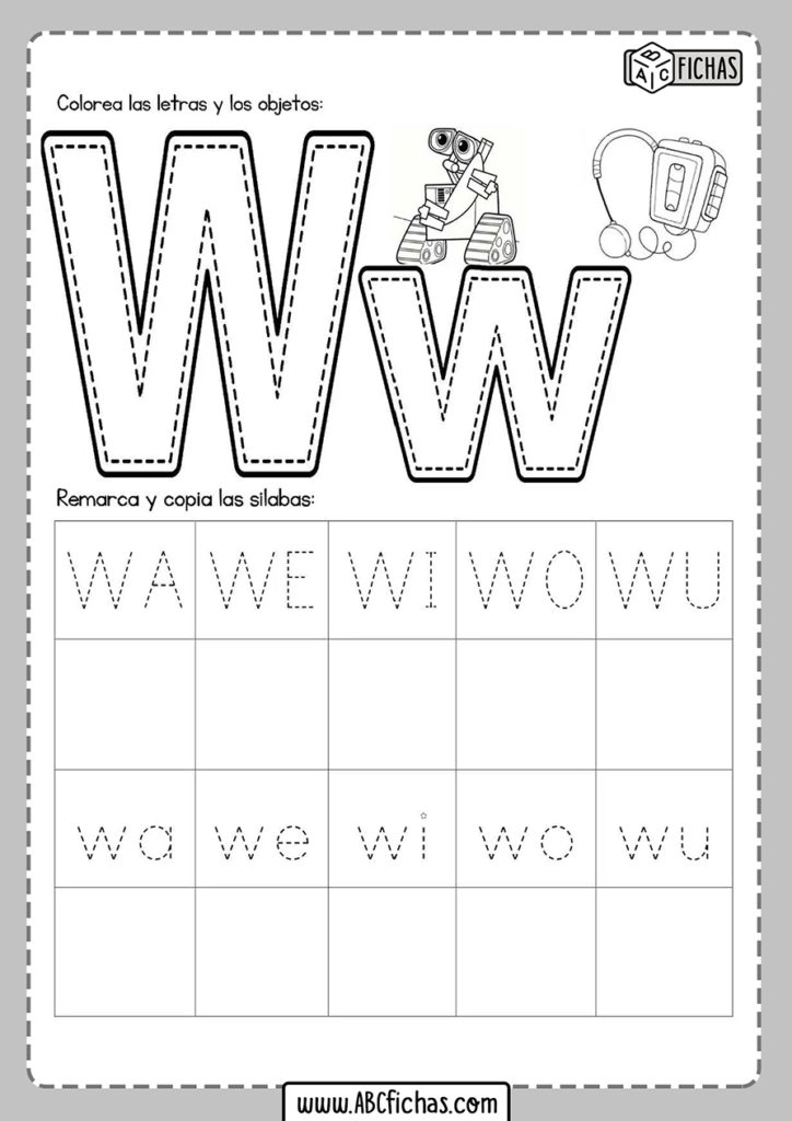 Ficha Educativa De La Letra W Fichas Para Preescolar Actividades | My ...