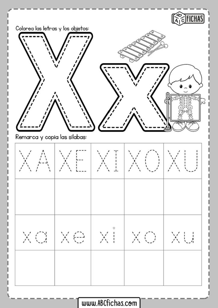 Letra X Para Colorear