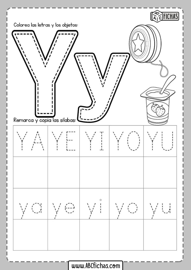 Ficha letra y para niños - ABC Fichas