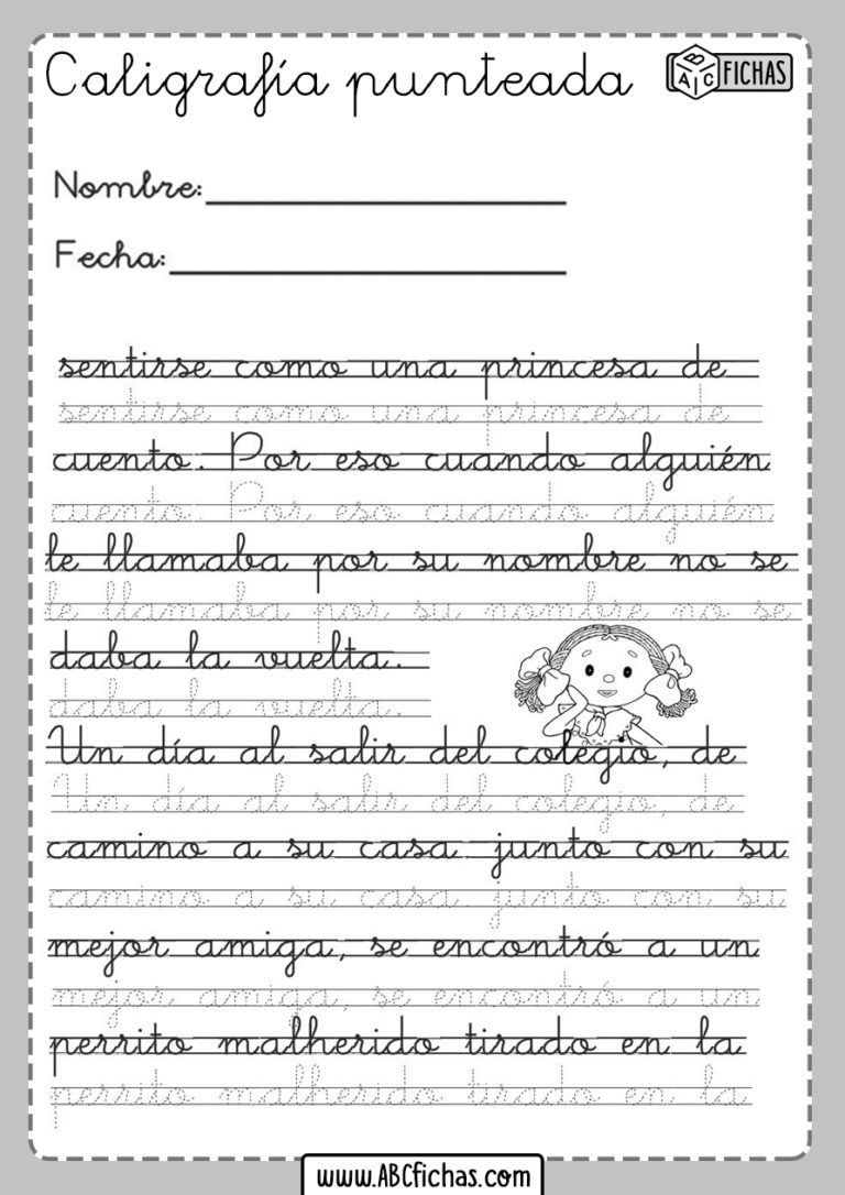 Fichas de Caligrafía con Letra Pautada o Punteada
