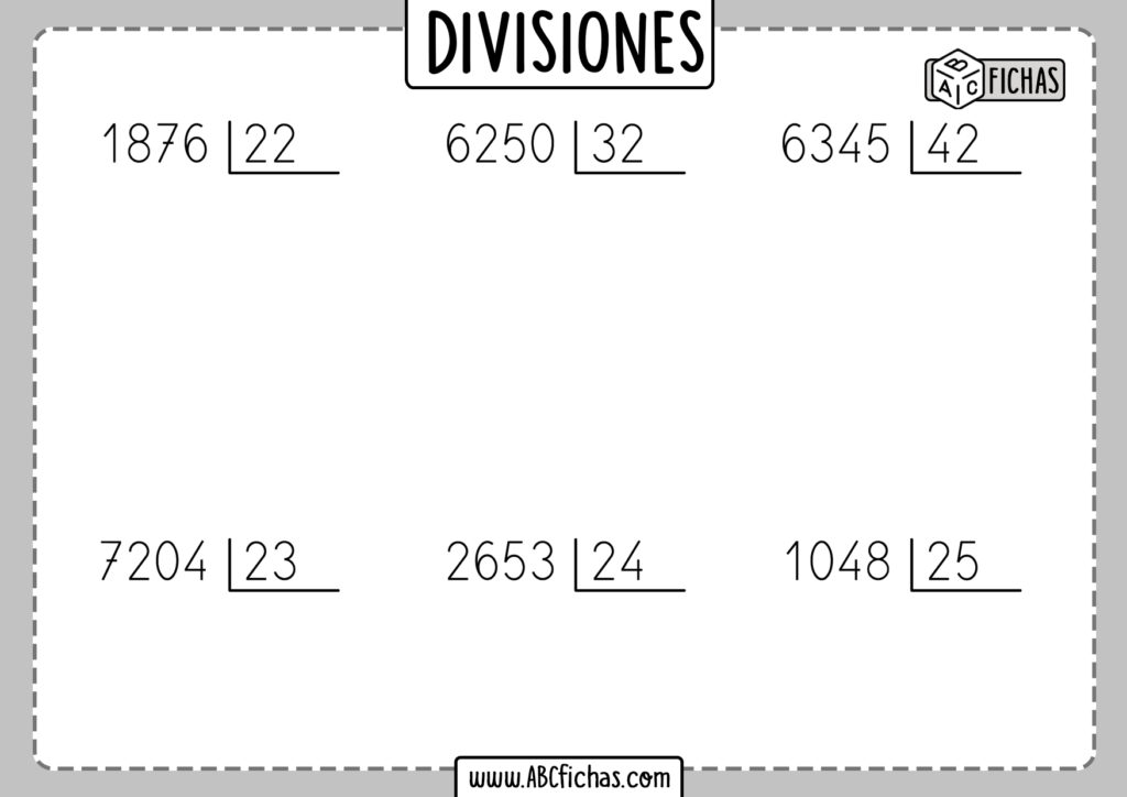 Fichas de divisiones para resolver - ABC Fichas