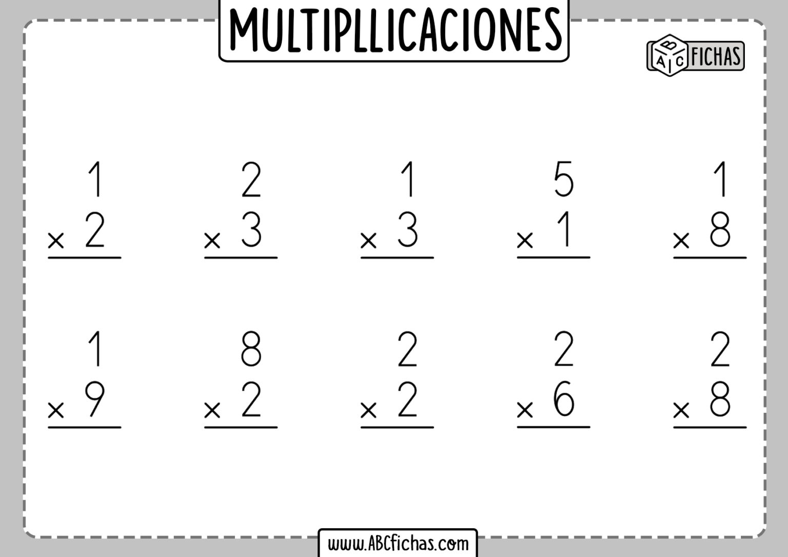 Fichas con Ejercicios de Multiplicaciones para Primaria