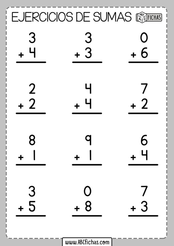 Sumas de 2 digitos ejercicios y fichas - ABC Fichas