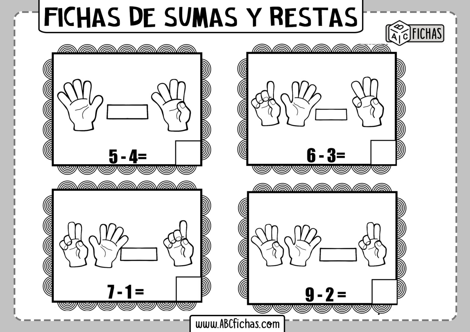 Sumas y restas con los dedos de las manos - ABC Fichas
