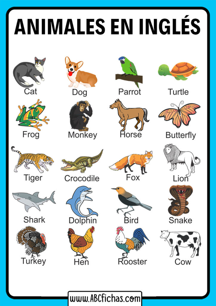 Vocabulario de los animales en ingles - ABC Fichas Vocabulario de los animales en ingles - ABC Fichas