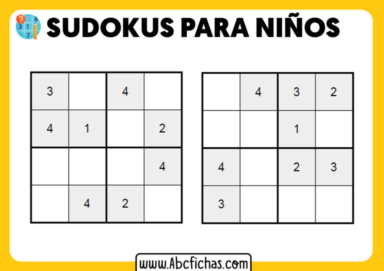 Sudokus faciles para niños - ABC Fichas